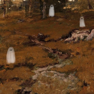Printable Art | Vintage Ghost Landscape | Halloween | Fall Landscape ...