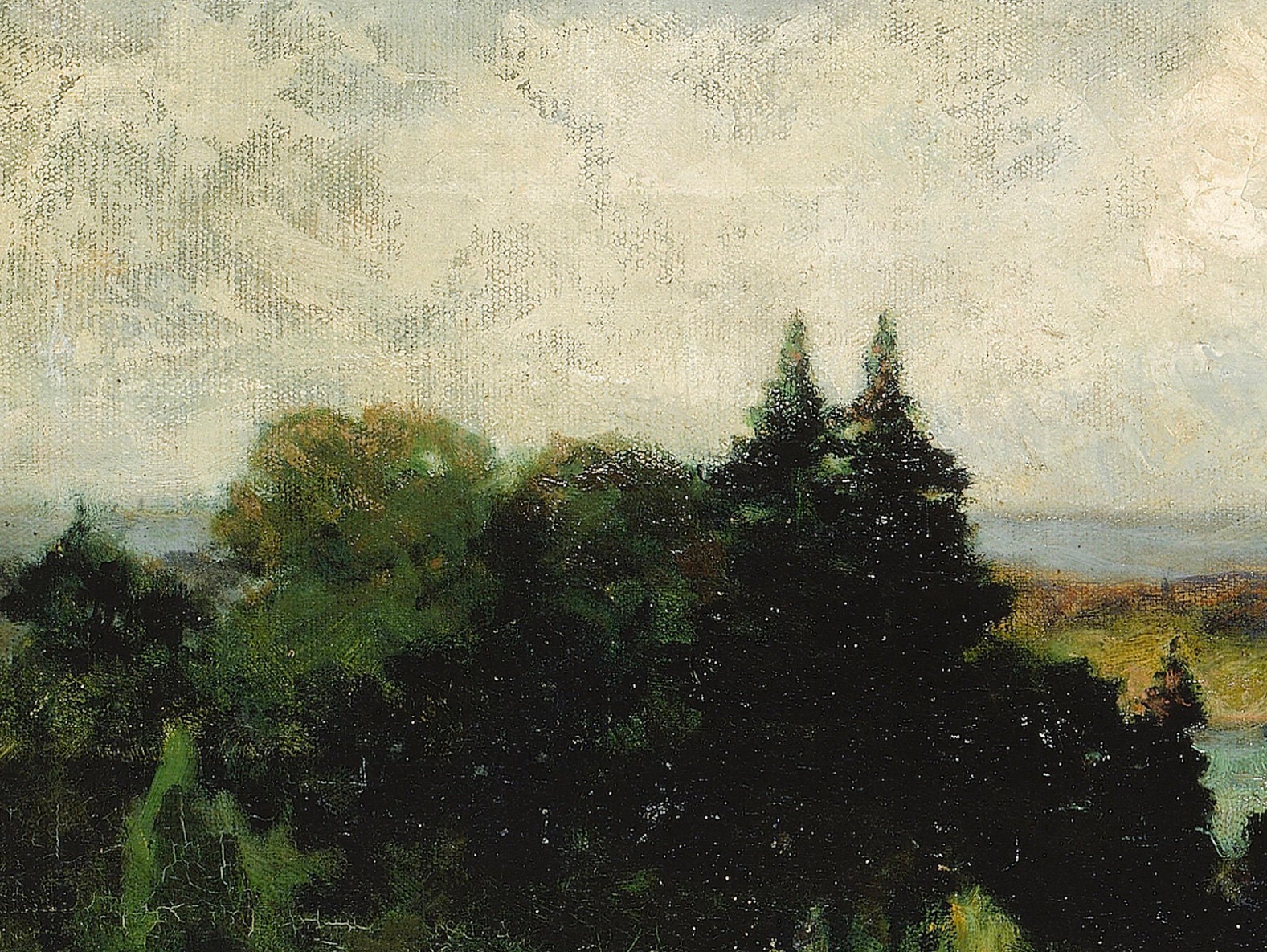 Printable Art Vintage Green Landscape Painting With Trees | Etsy