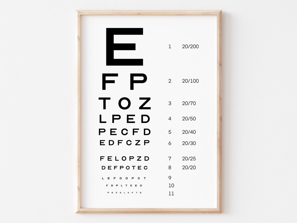 Printable Art Modern Snellen Eye Chart Neutral Eclectic | Etsy