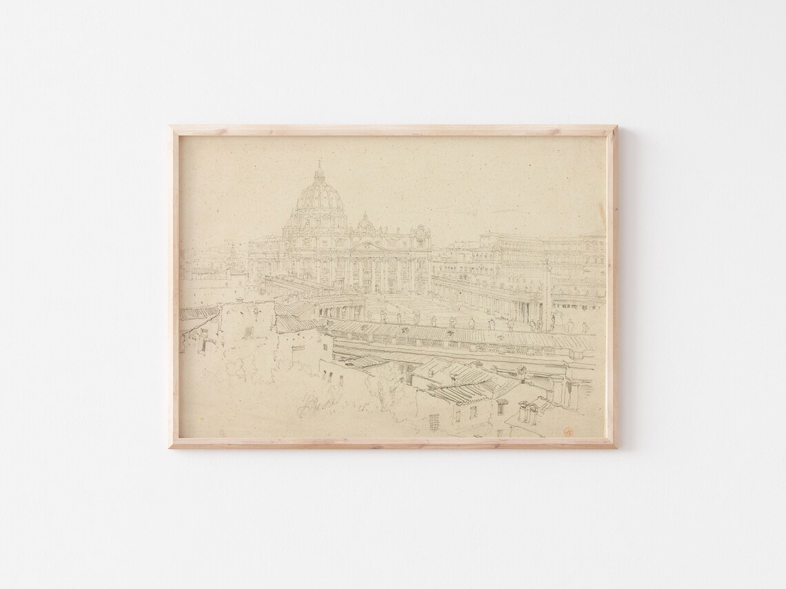 Printable Art Vintage Drawing of Rome Saint Peters | Etsy