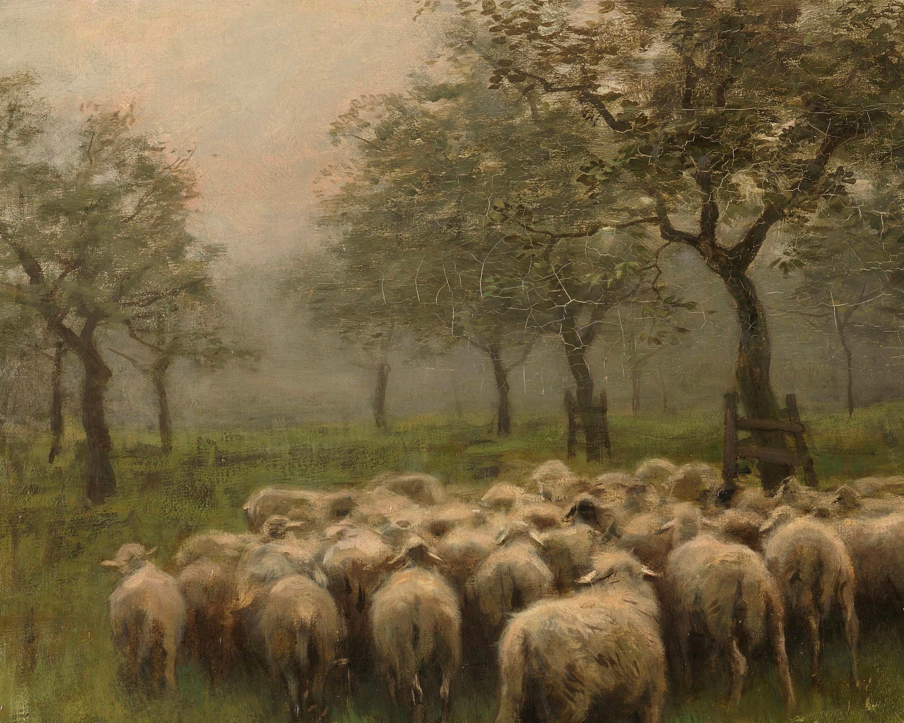 Printable Art | Vintage Sheep Landscape Painting | Muted Colors ...