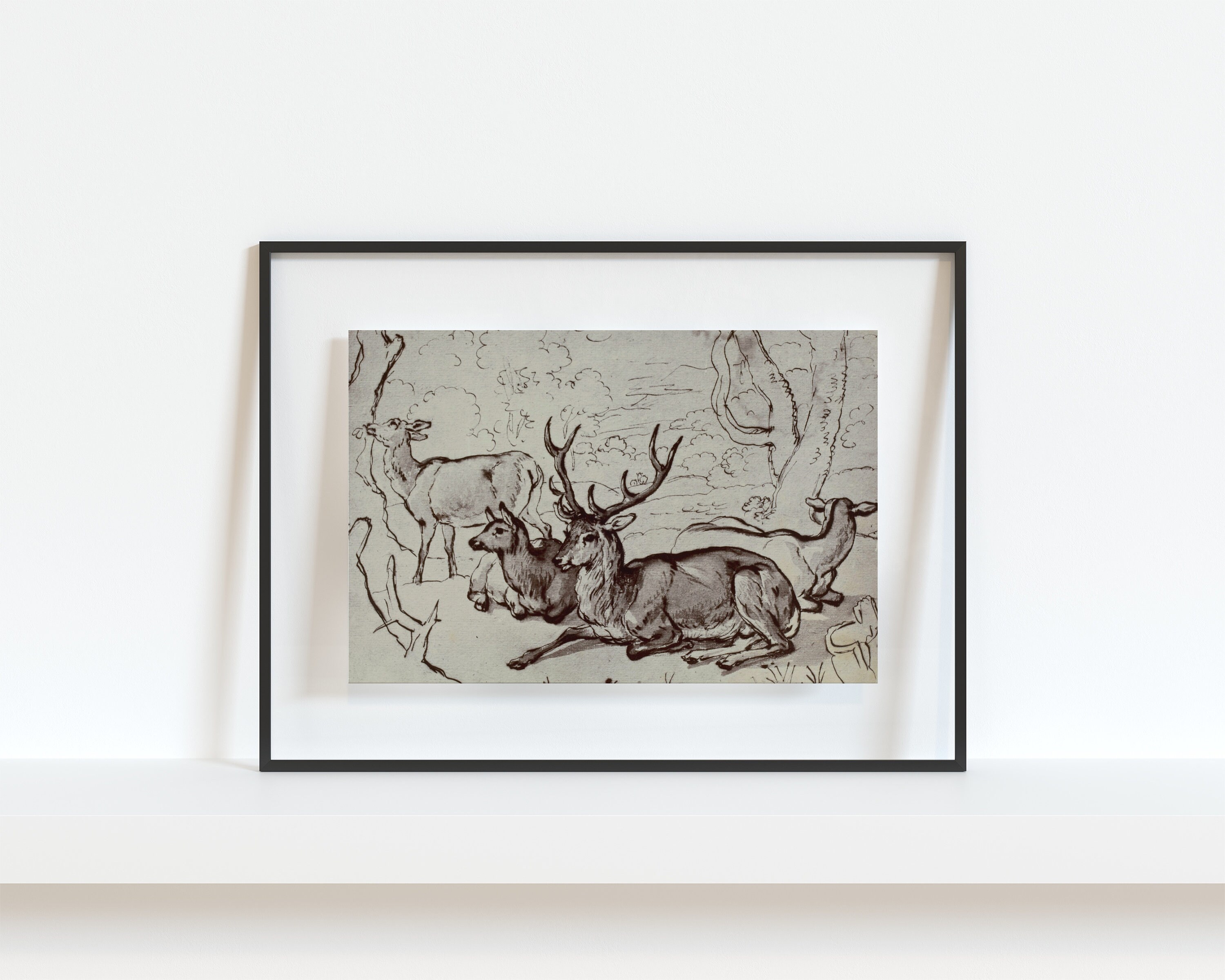 Printable Art Vintage Deer Sketch Drawing Fall Deer Art - Etsy