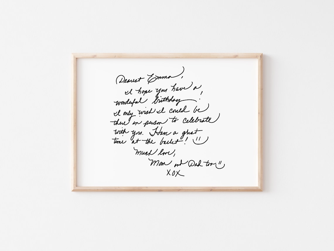 Custom Handwritten Letter/note Art Print Yourself in - Etsy