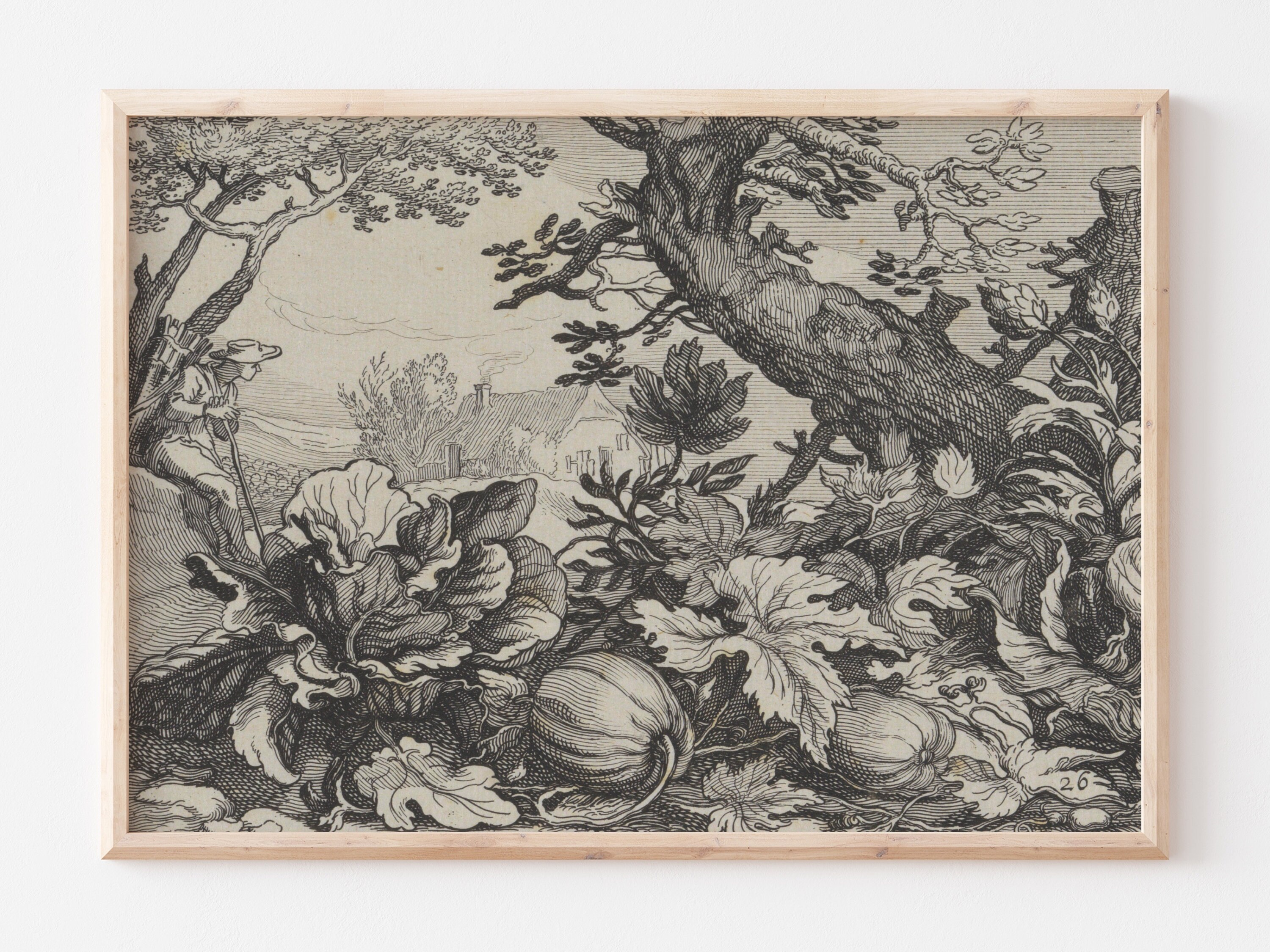 Printable Art Vintage Fall Pumpkin Etching Muted Colors - Etsy