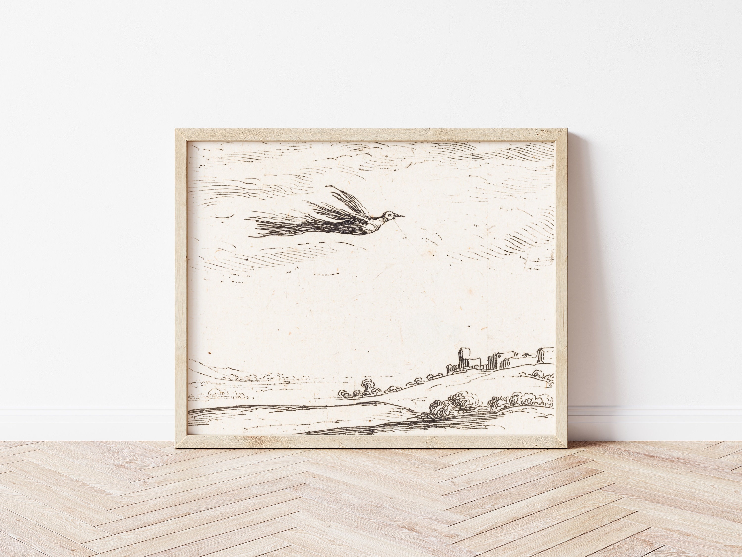 Printable Art Vintage Bird Etching Black & White Bird of - Etsy