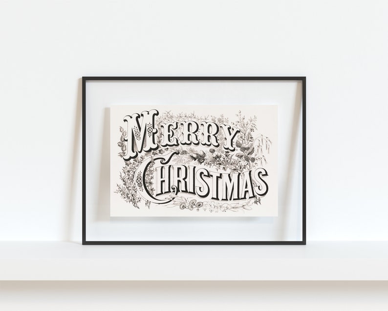 Printable Art | Vintage Merry Christmas Typography Printable | Neutral ...
