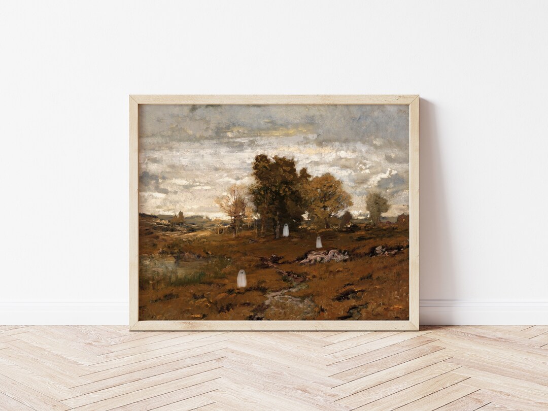 Printable Art | Vintage Ghost Landscape | Halloween | Fall Landscape ...