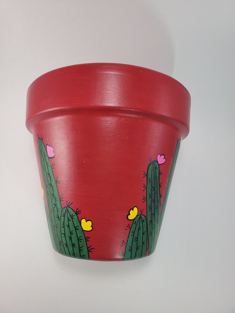 Terracotta Pot Decorated Design: Cacti Painted Flower Pot | Etsy
