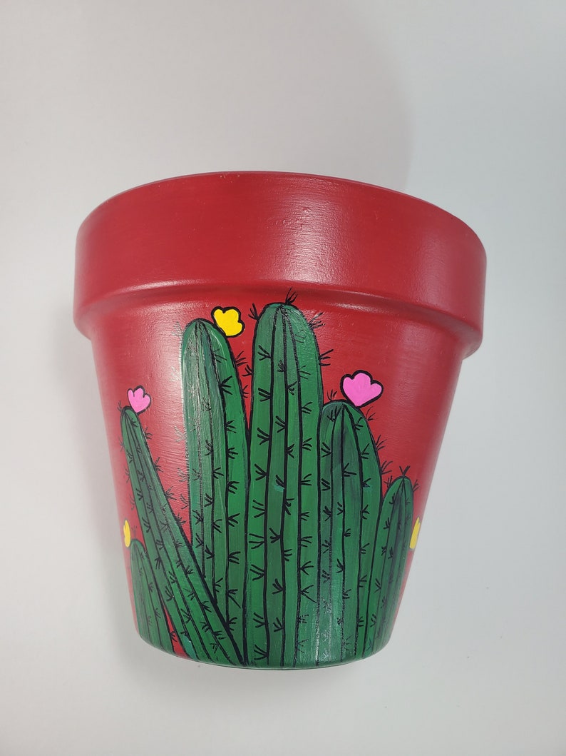 Terracotta Pot Decorated Design: Cacti Painted Flower Pot | Etsy
