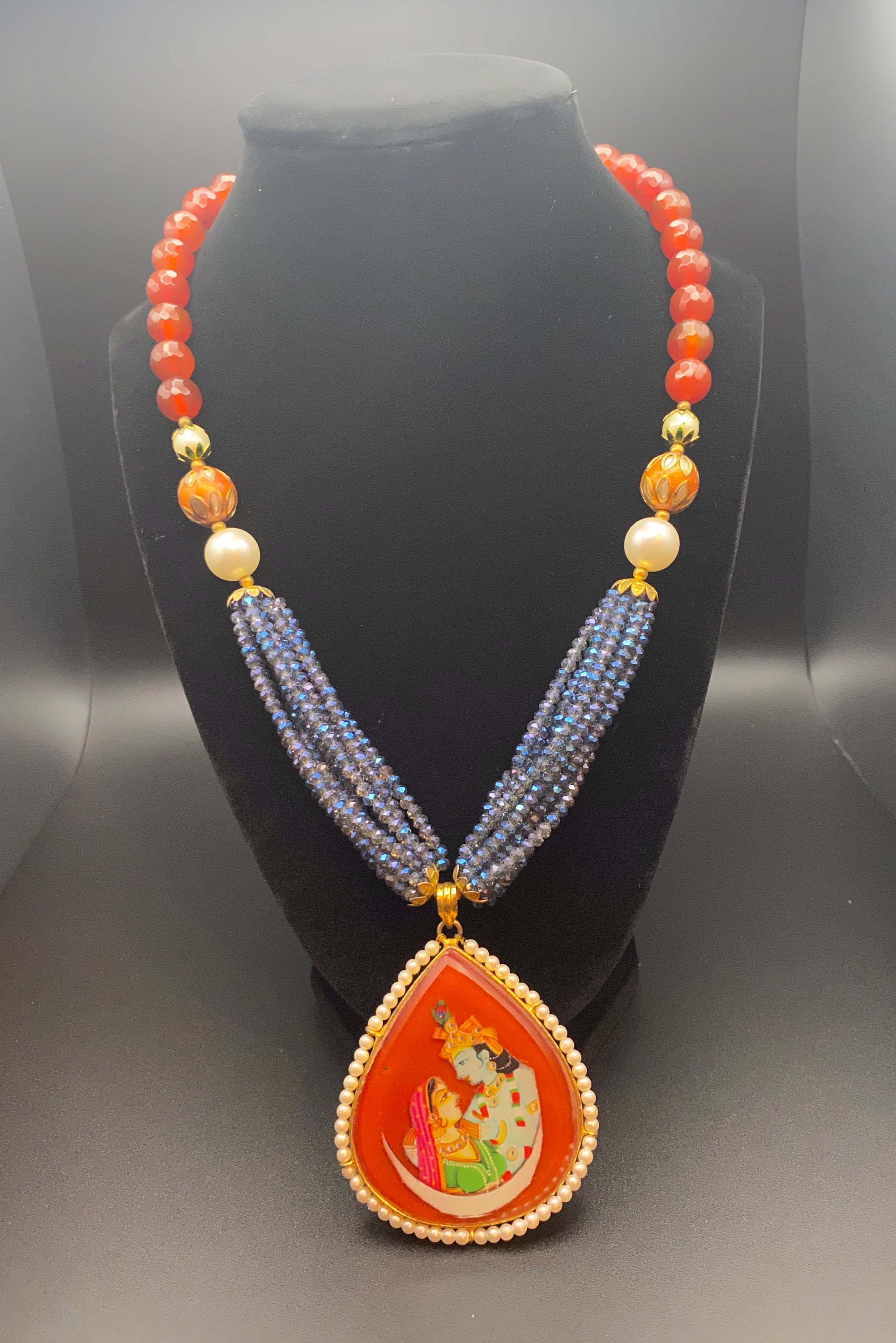 Radha Krishna Pendant and Semi Precious Necklace - Etsy