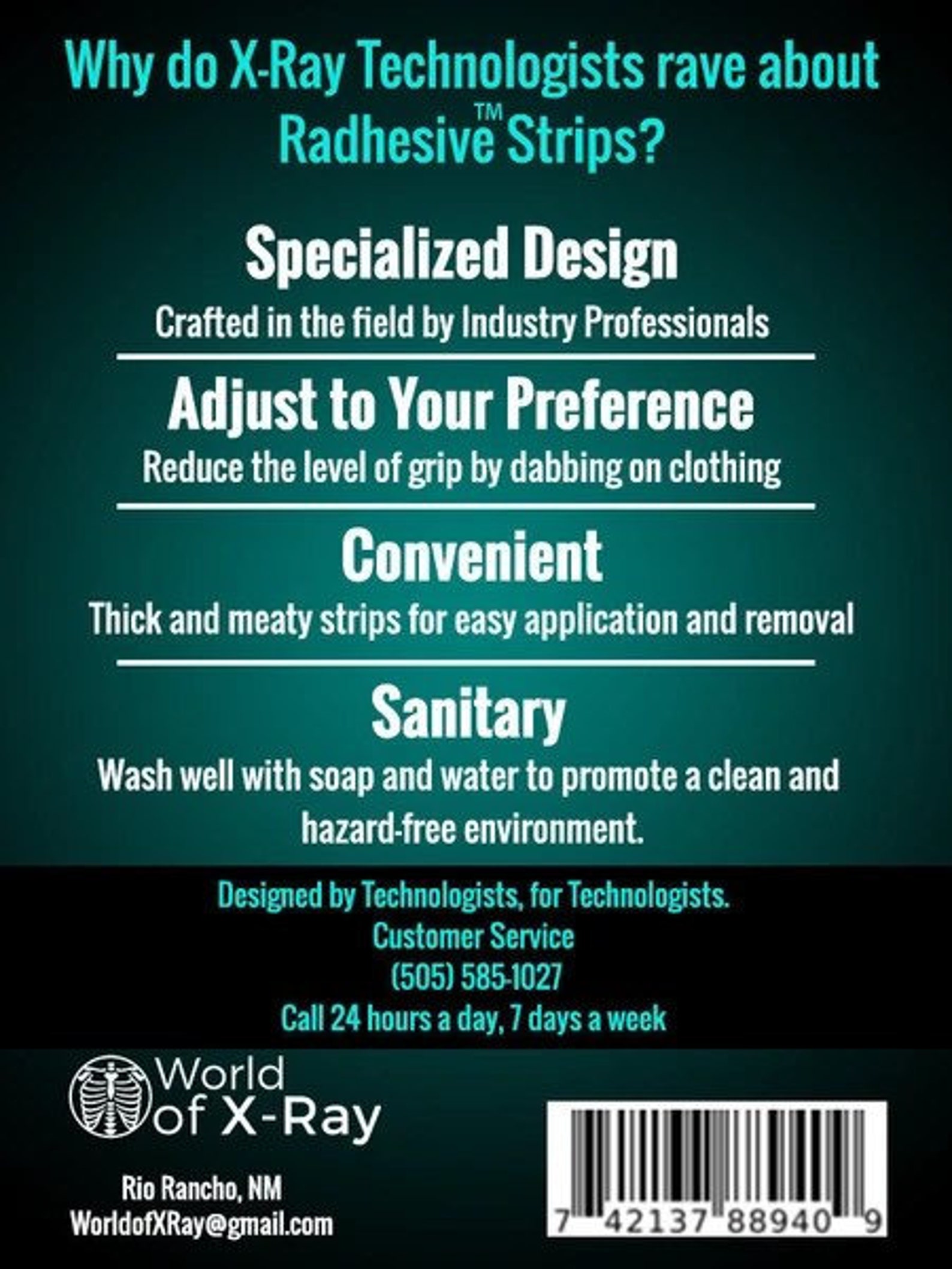 Xray Marker Adhesive, Radhesive, 2 Strips, Reusable, Washable, World of ...