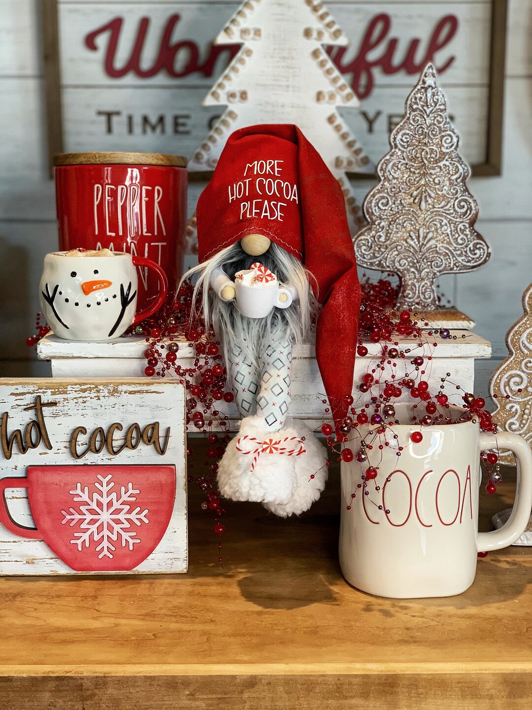 Hot Cocoa Gnome, Christmas, Winter, Gnome With Hot Cocoa, Tieted Tray ...