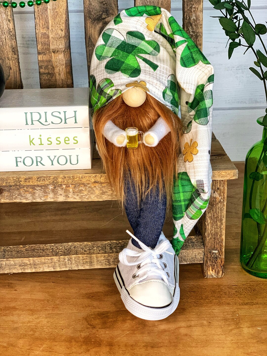St. Patty Gnome Irish Gnome Lucky Clover Beer - Etsy