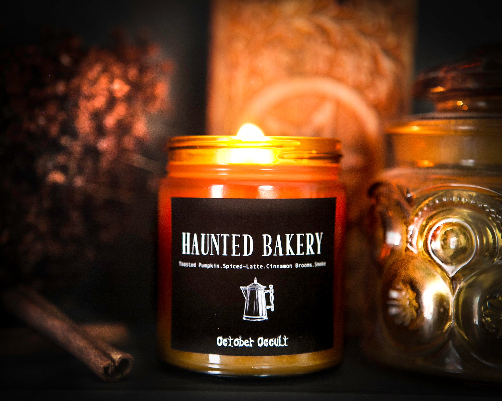 Haunted Bakery Candle Fall Candle Spooky Candles Wood - Etsy