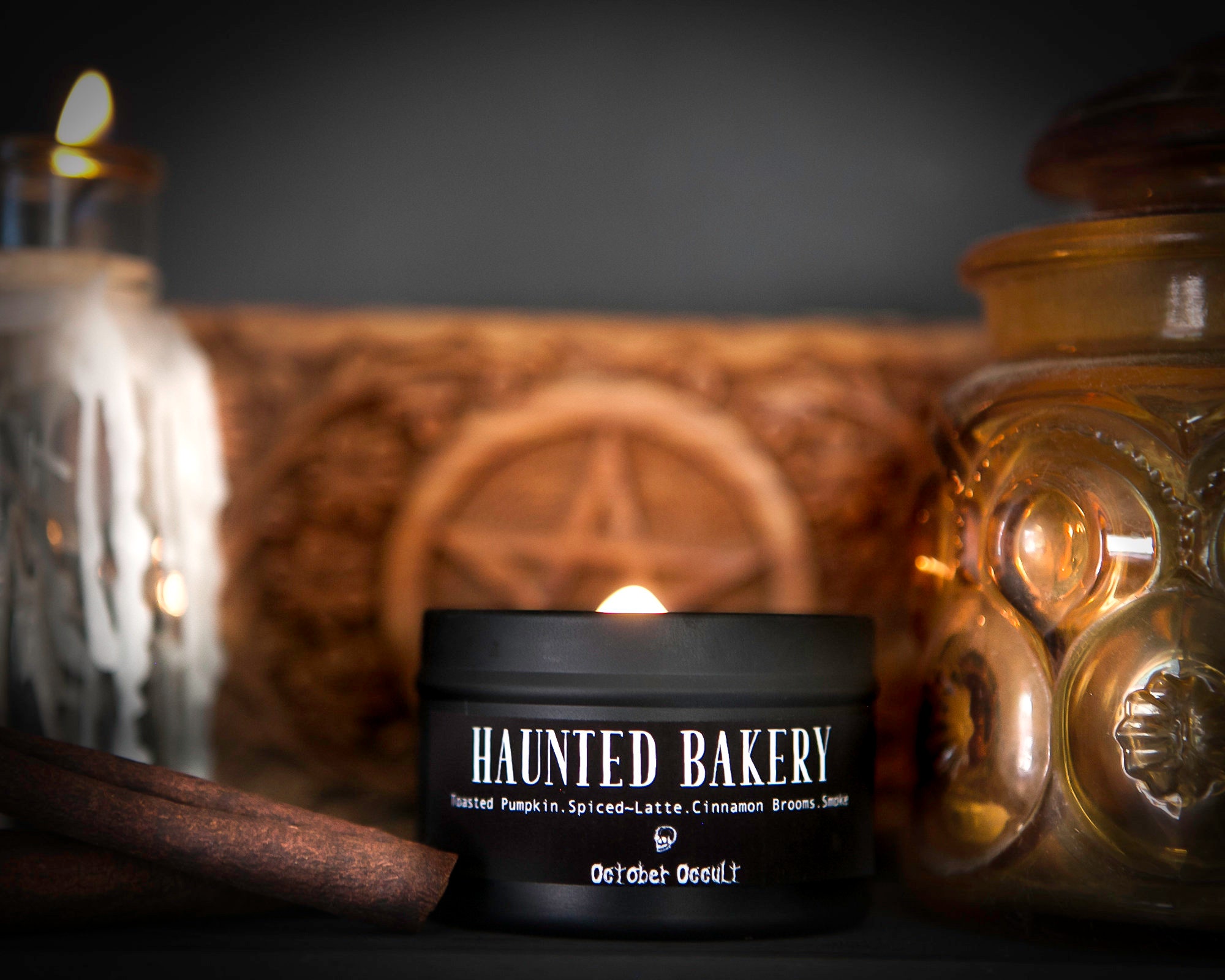 Haunted Bakery Candle Fall Candle Spooky Candles Wood - Etsy
