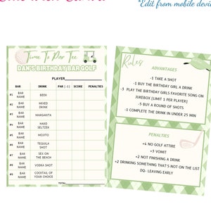 Bar Golf Scorecard Pub Golf Scorecard Editable Pub Golf Bar Crawl - Etsy