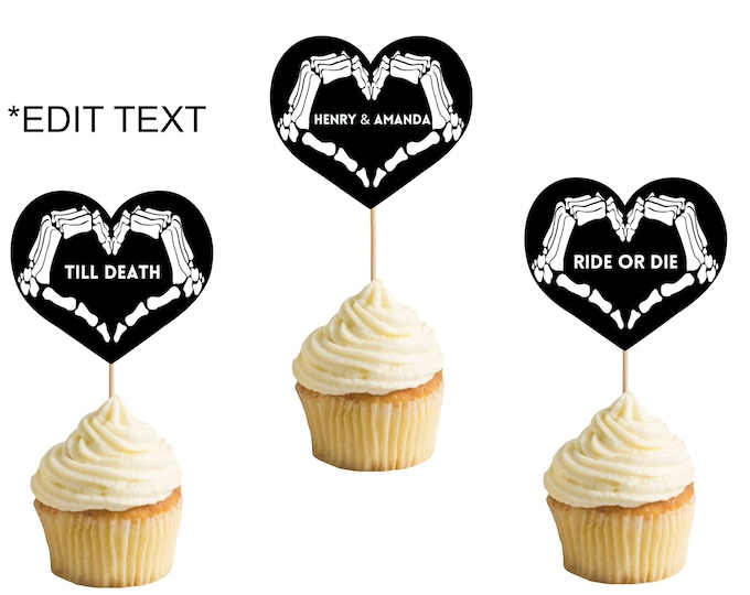 Till Death Do Us Party Cupcake Toppers qty. 6 Gothic Bachelorette Party ...