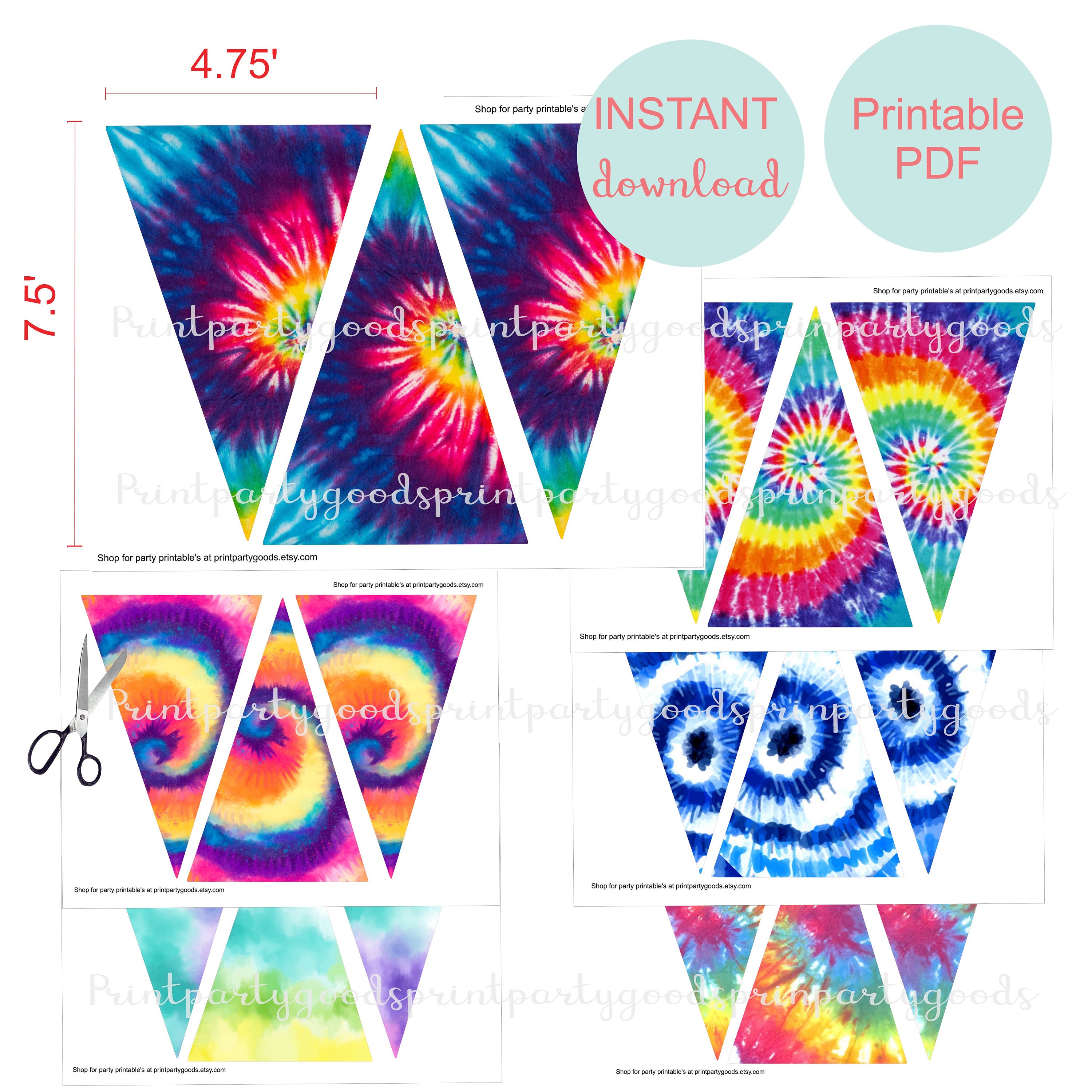 Tie Dye Flag Banner, Tie Dye Party, Vsco Banner, Printable Tie Dye - Etsy