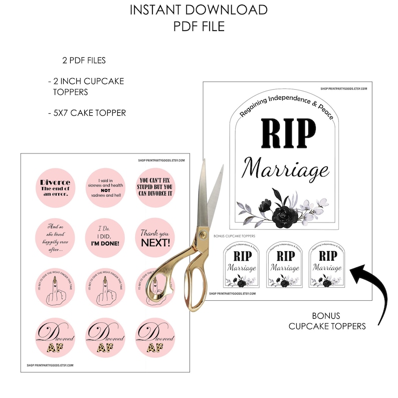 Divorce Cupcake Toppers Party Decor Divorcee Party - Etsy