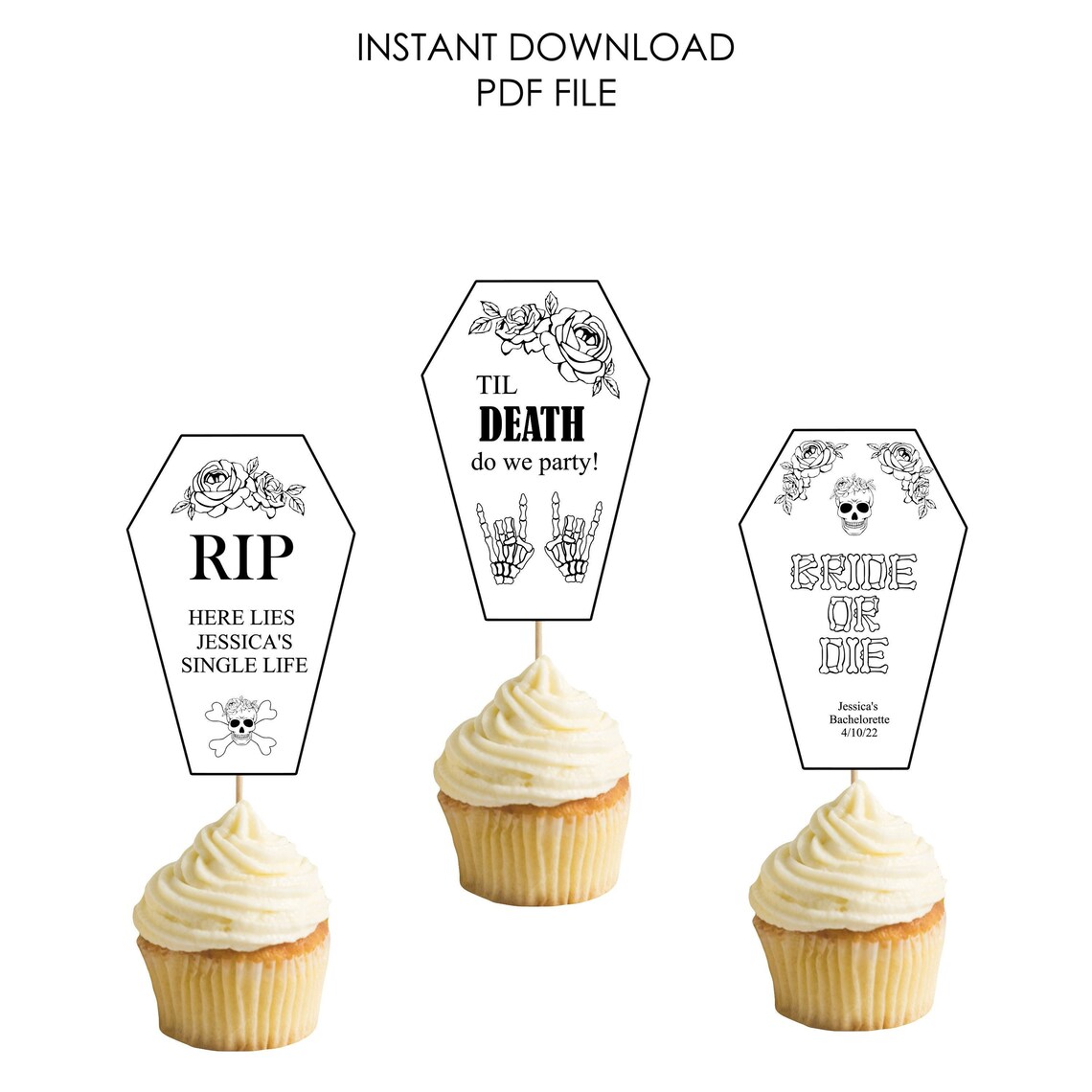 Bride or Die Cupcake Toppers Coffin Cupcake Toppers Rip - Etsy
