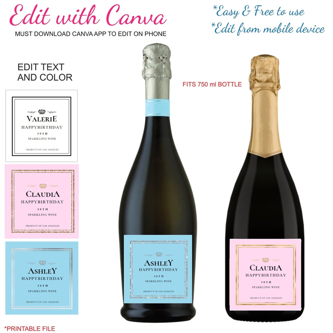 Custom Prosecco Label, Pearls and Prosecco, Custom Wine Label Realistic ...