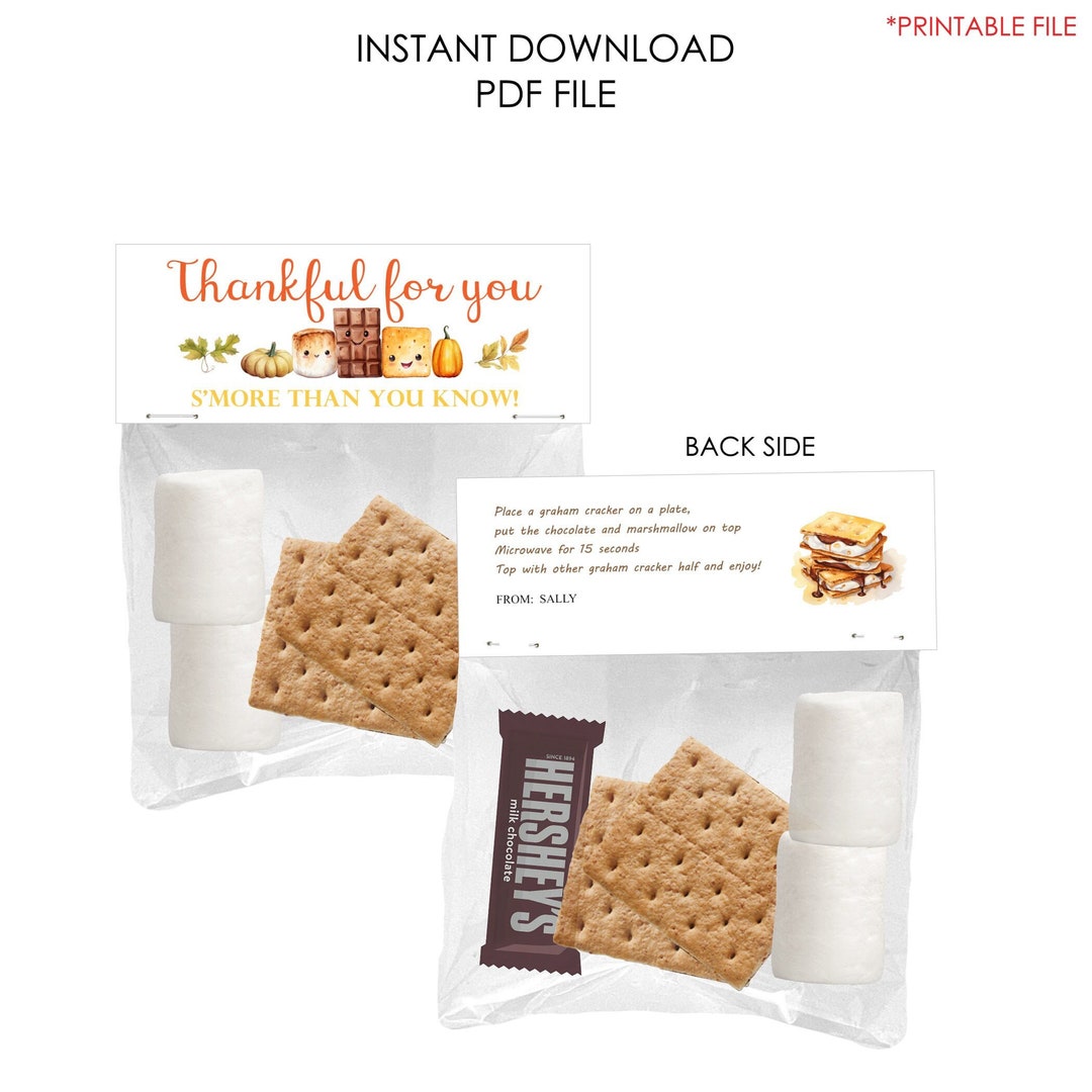 Smores Tags, Friendsgiving Favor, Thanksgiving Favor, Smore Kit, Smore ...