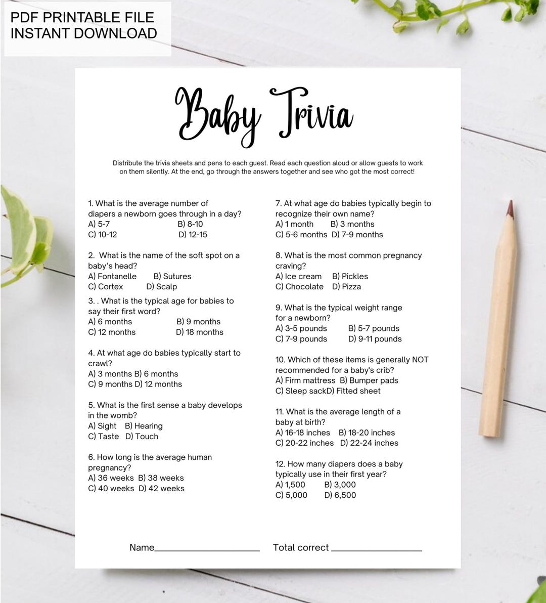Baby Shower Trivia Game, Baby Trivia Questions, Baby Shower Games ...