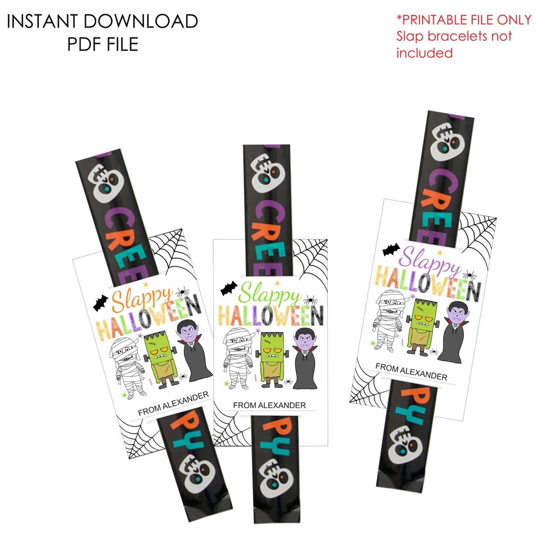 Slappy Halloween Card, Slap Bracelet Tags, Halloween Treat Tags ...