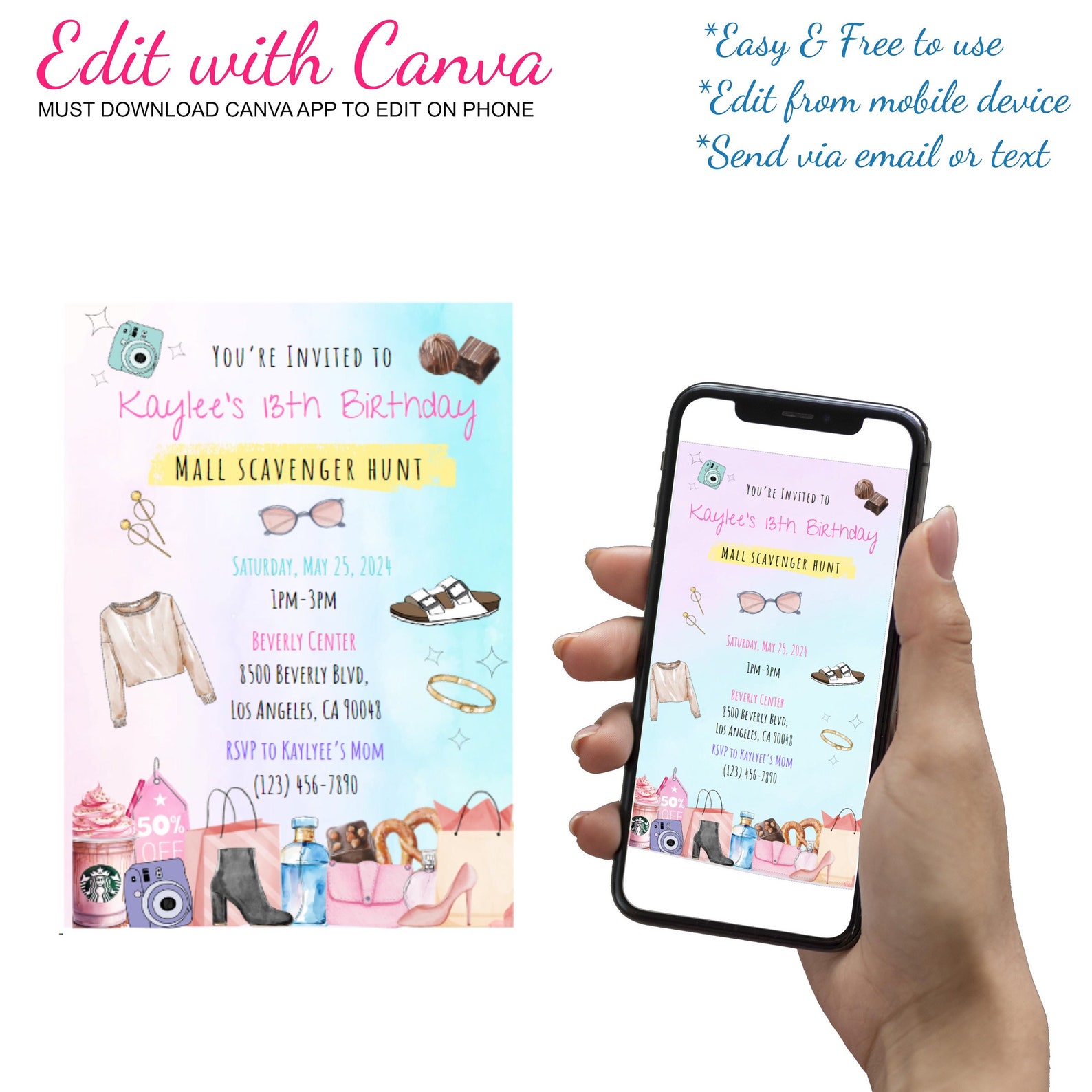 Mall Scavenger Hunt Invitation Editable Game Riddle Scavenger Hunt ...