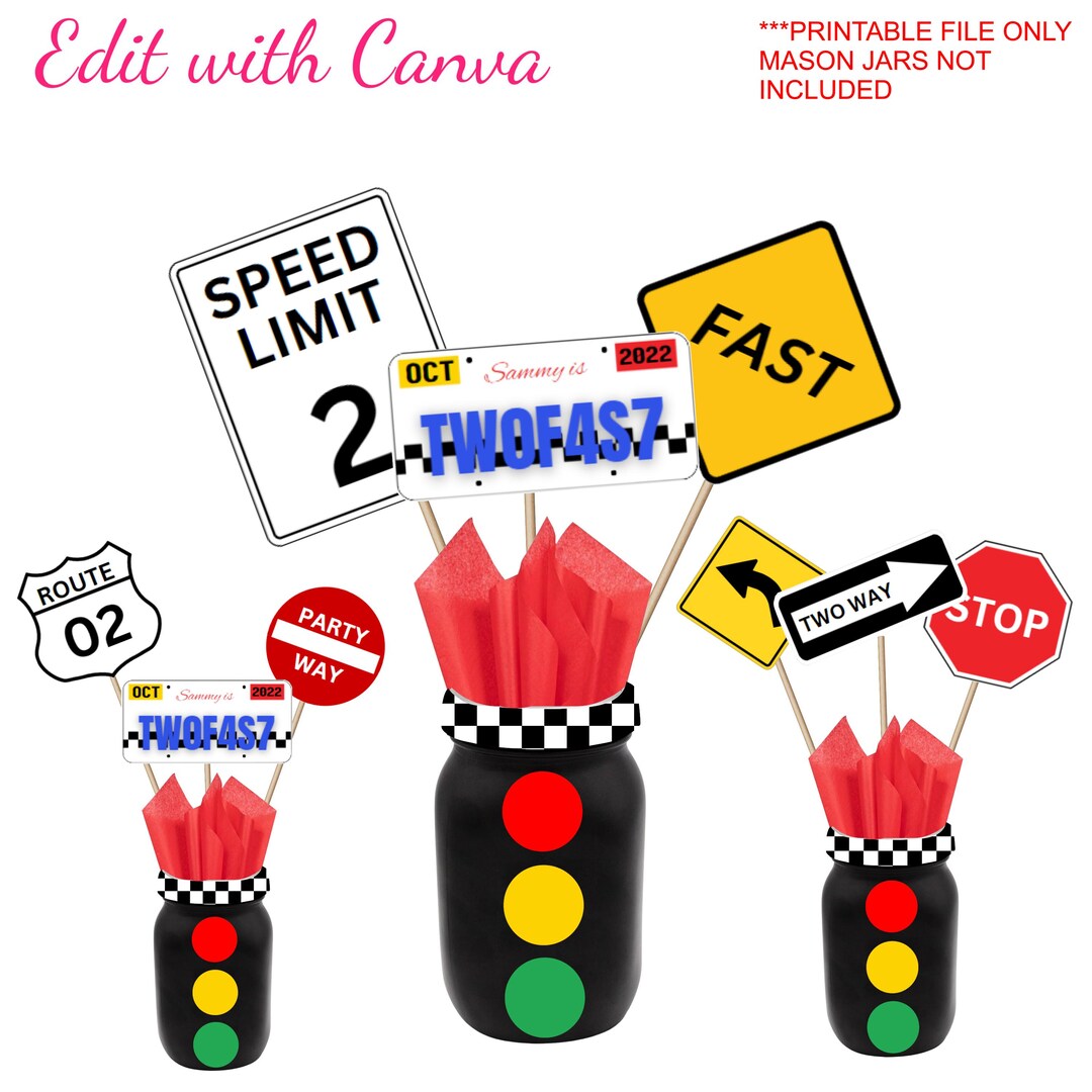 Two Fast Birthday Party Decor, Two Fast Race Car Centerpieces, Need ...