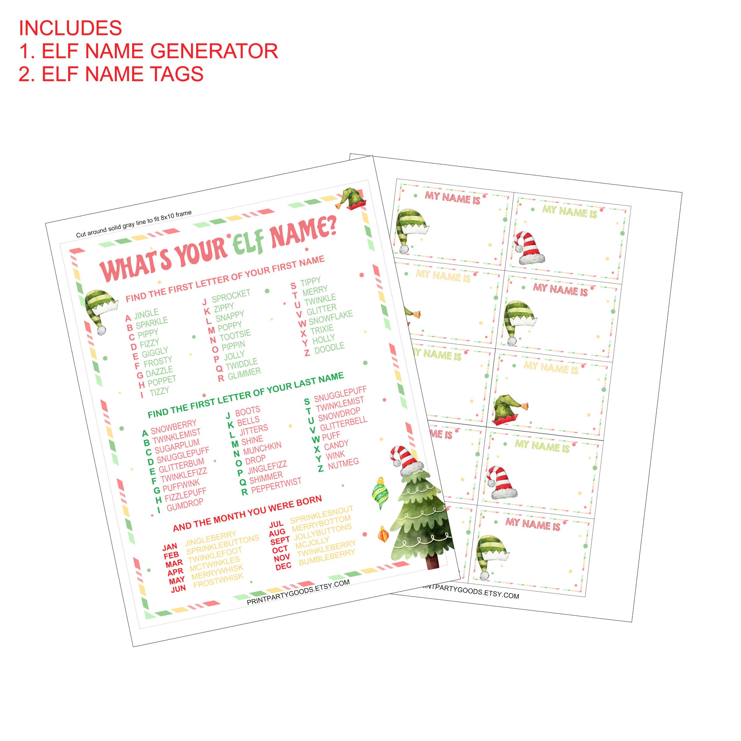 What's Your Elf Name, Elf Name Generator, Elf Name Game Printable, Find ...