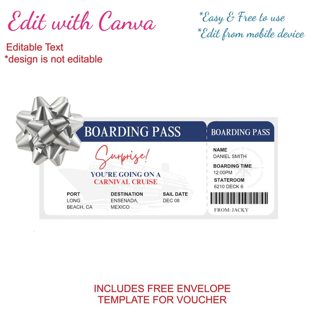 Cruise Voucher Surprise Cruise Custom Cruise Ticket - Etsy