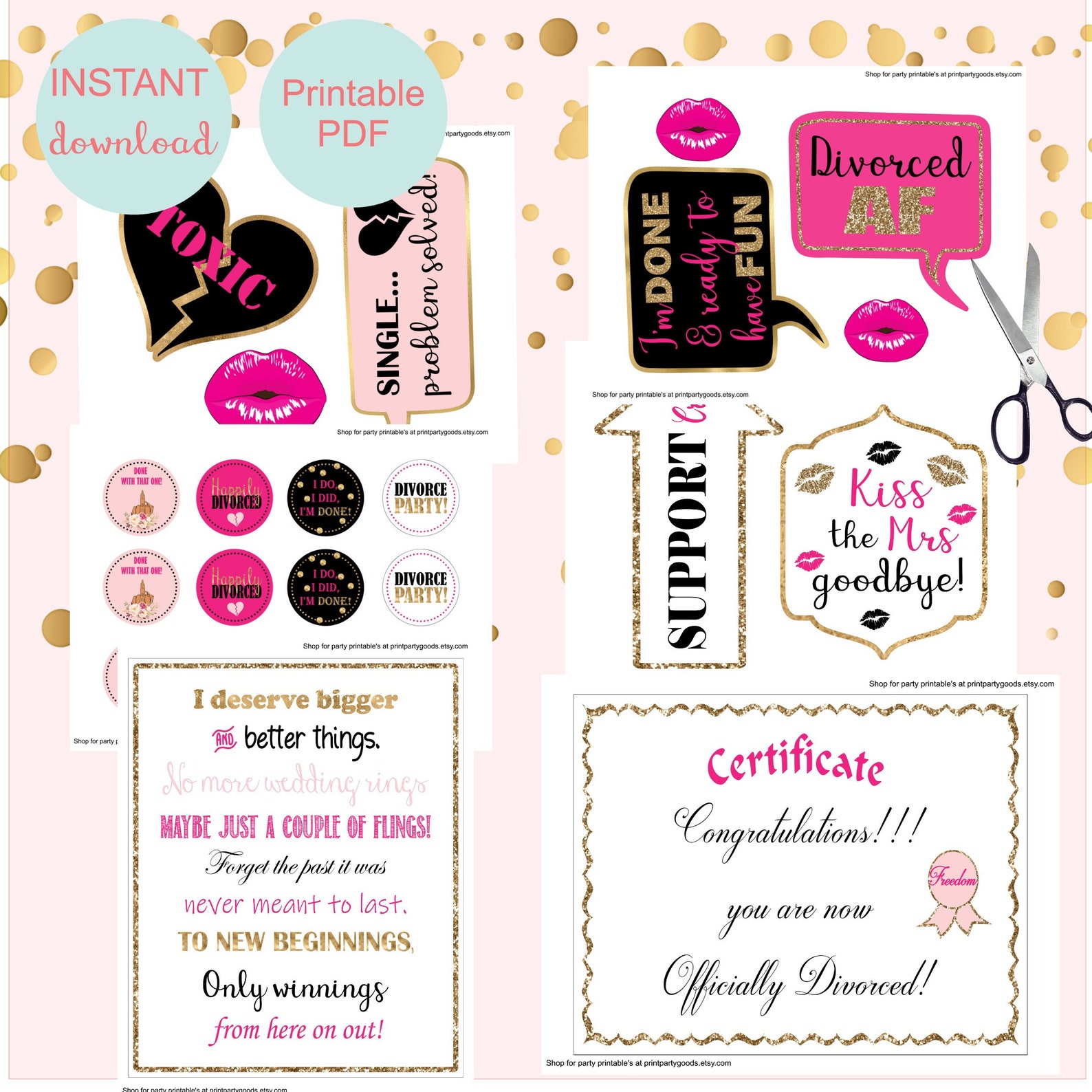 Divorce Party Decor Divorce Party Props Divorce Kit - Etsy