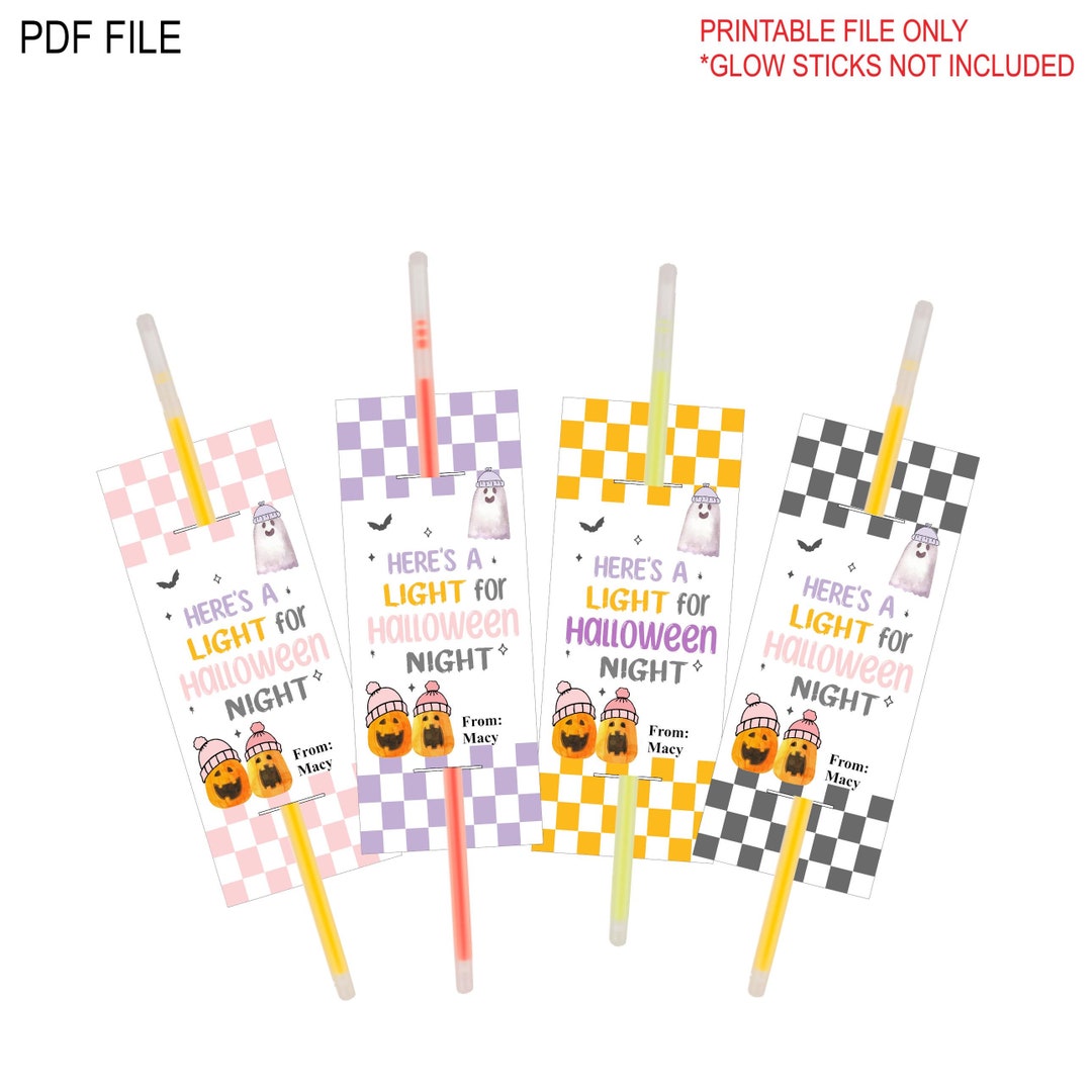 Halloween Glow Stick Holder, Slappy Halloween Card, Glow Stick Favor ...