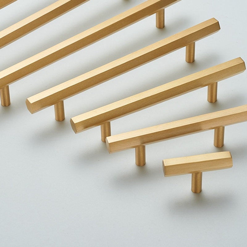 Modern Solid Brass Kitchen Cabinet Knobs and Handles Gold - Etsy