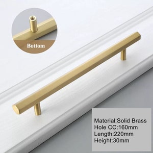 Modern Solid Brass Kitchen Cabinet Knobs and Handles Gold Furniture ...