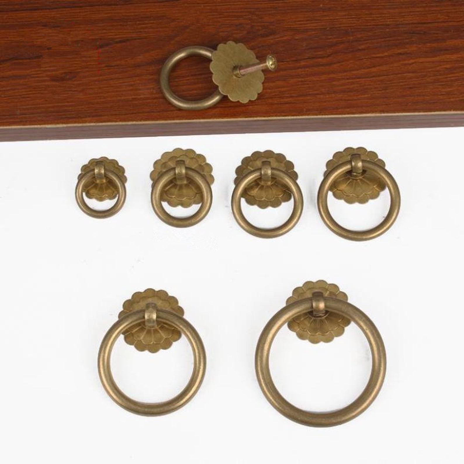Vintage Brass Kitchen Cabinet Knobs and Pulls Bronze Cupboard - Etsy