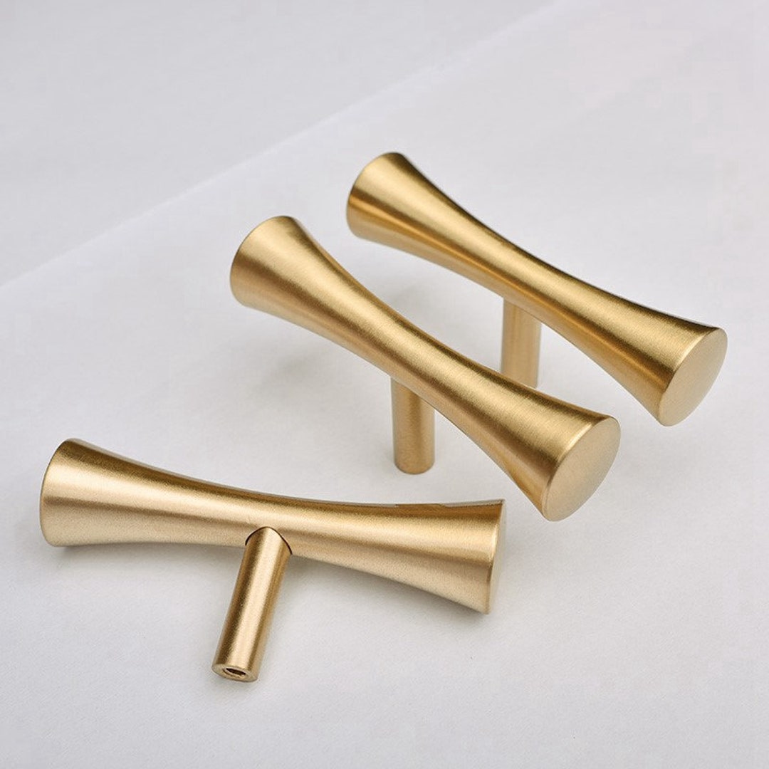 Solid Brass Cabinet Drawer Pulls: Modern Golden Furniture Knobs - Etsy