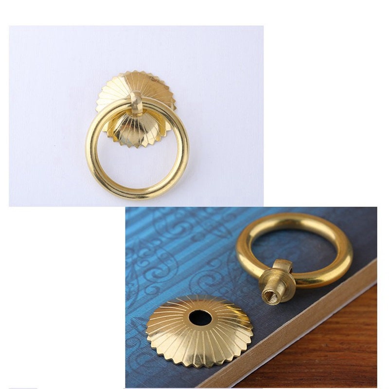 Solid Brass Ring Pulls: Gold Cabinet Knobs, Drawer Pulls - 2 Pack - Etsy