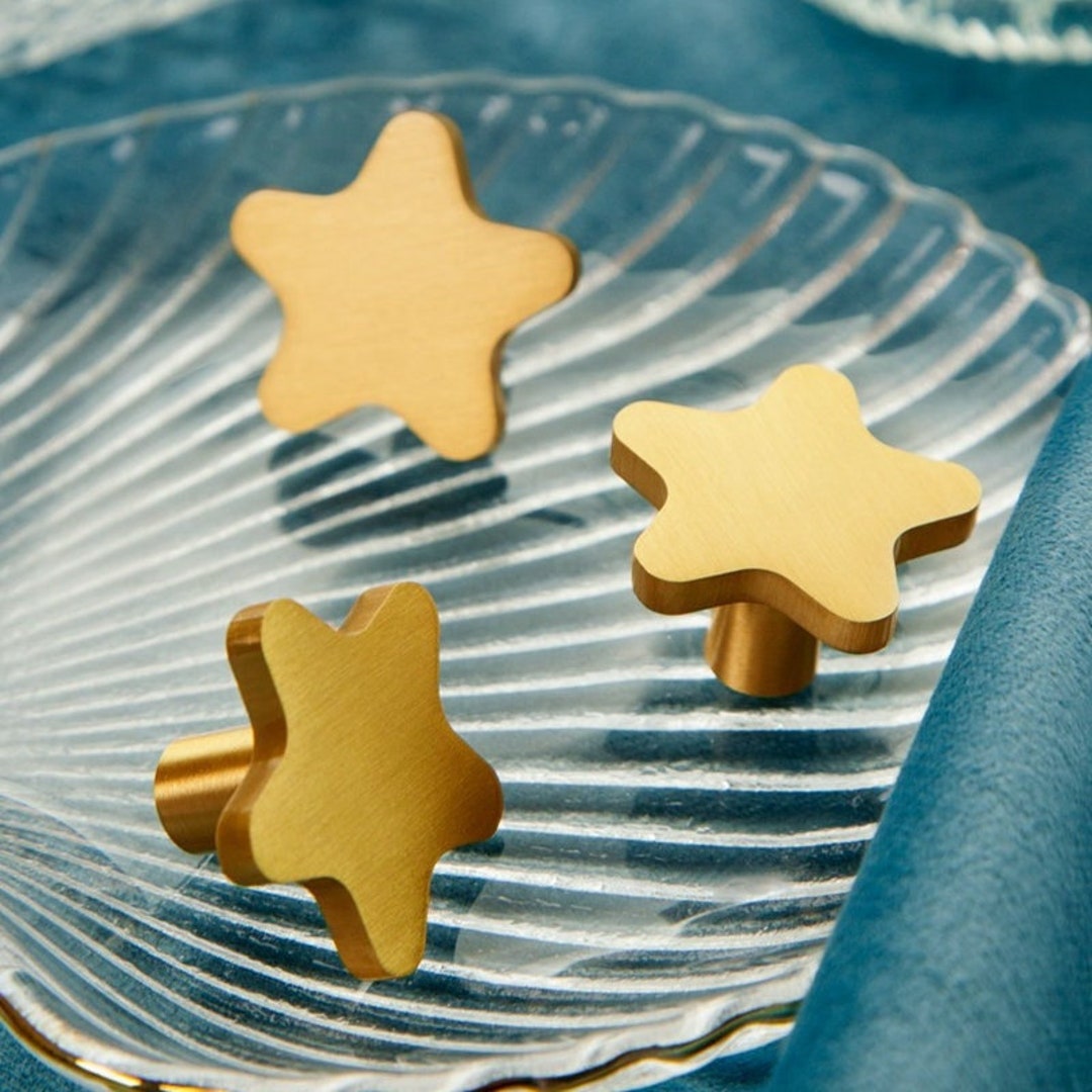 Brass Star Cabinet Knobs: Gold Dresser Drawer Pulls - Etsy