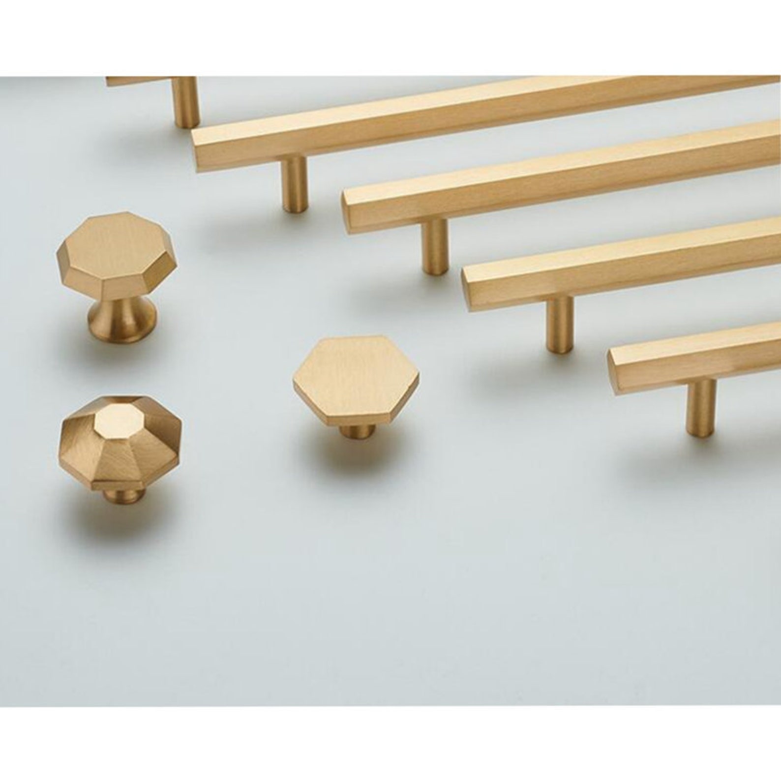 Modern Solid Brass Kitchen Cabinet Knobs and Handles Gold - Etsy