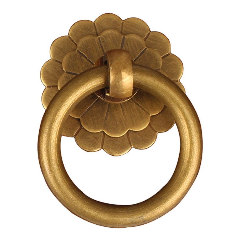 Antique Bronze Ring Pulls: Brass Cabinet Drawer Knobs (2pack) - Etsy