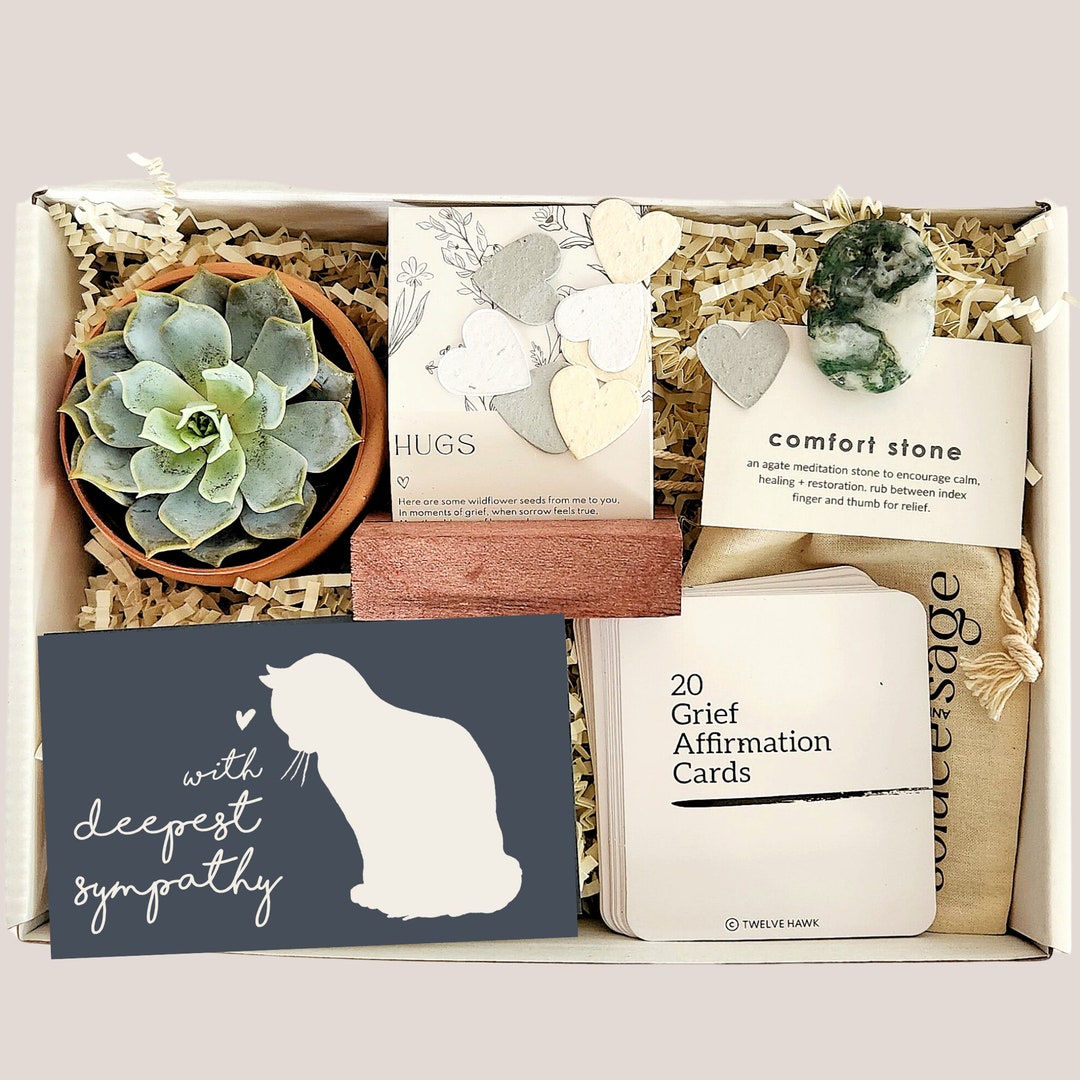 Cat Loss Gift Box With Grief Affirmation Card Set for Loss of a Cat Pet ...