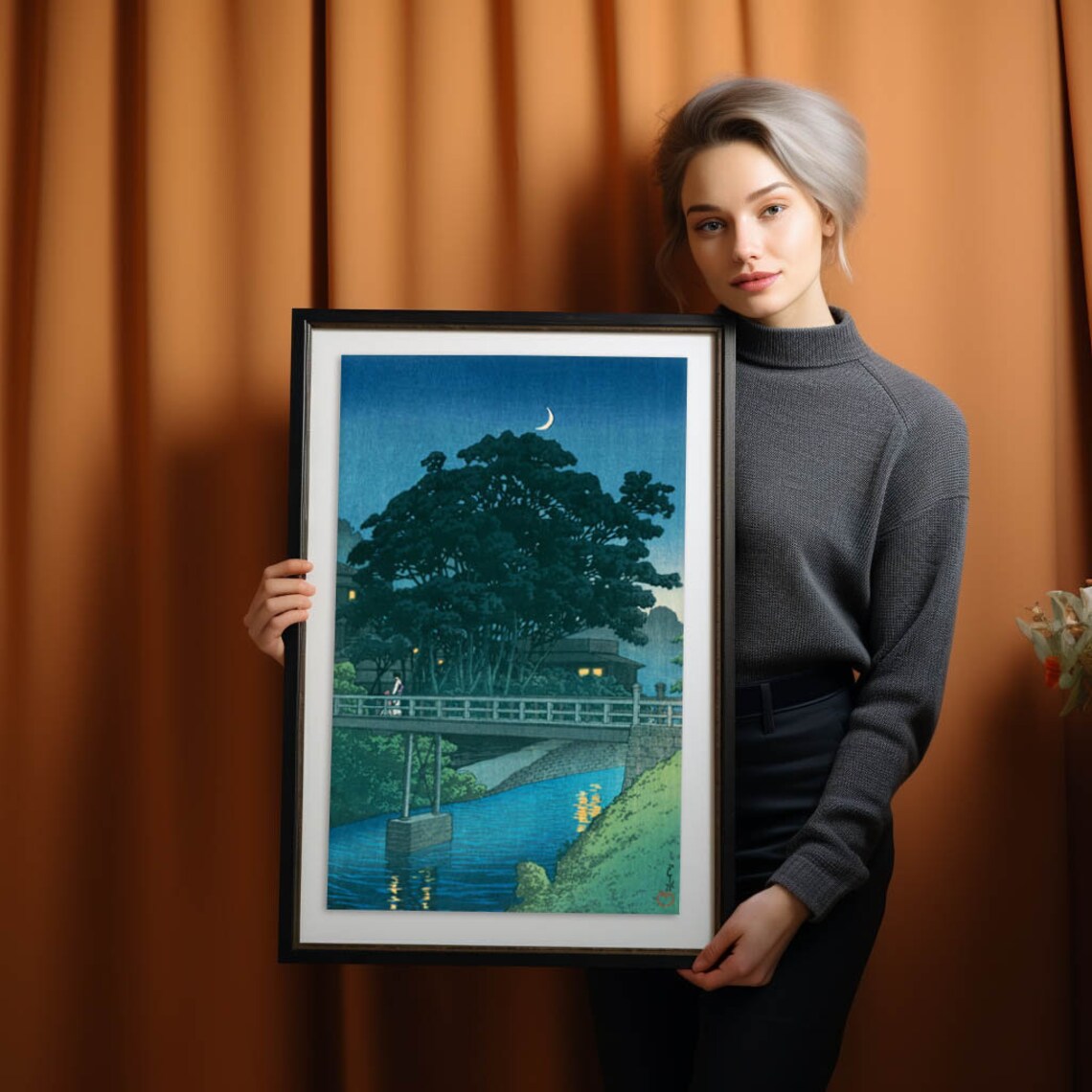 Japanese Art, Kawase Hasui,asahi-bridge, 1218inches 1117margin, Made in ...