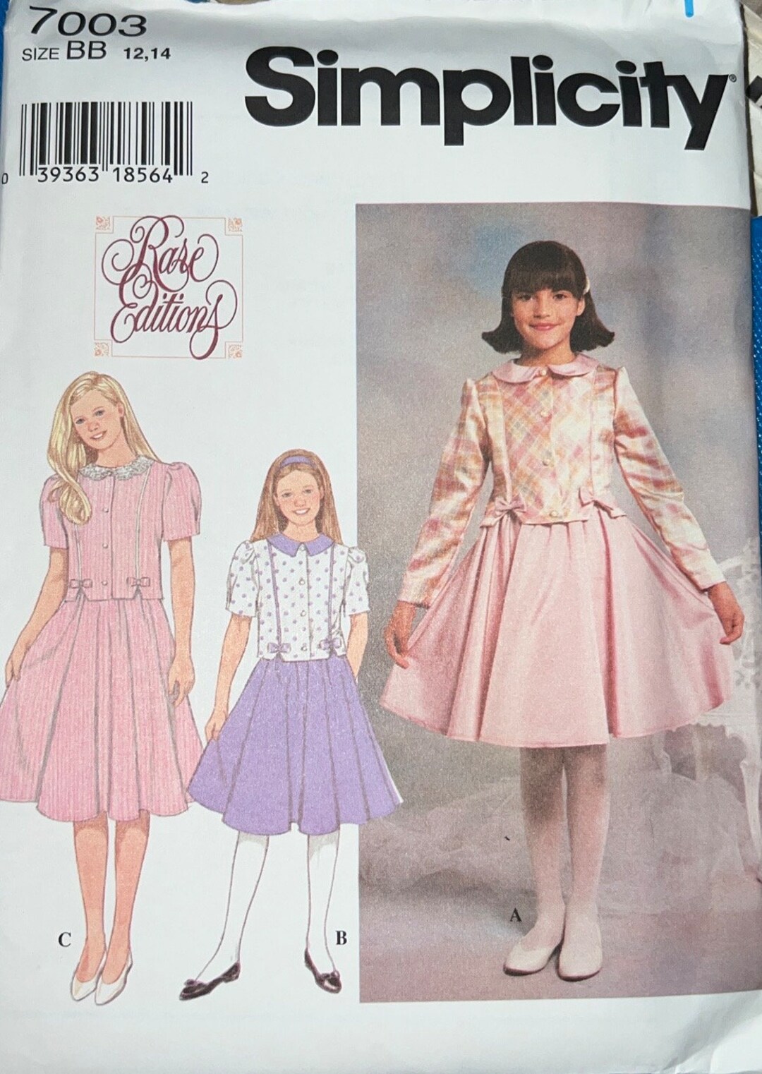 Simplicity Sewing Pattern 8610 Girl's Dress RARE EDITIONS Sz BB 12, 14 ...