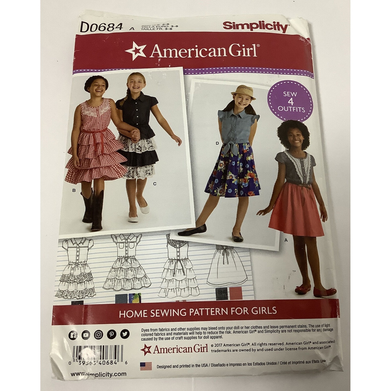 D0684 Simplicity Sewing Pattern American Girl Brand Girls | Etsy