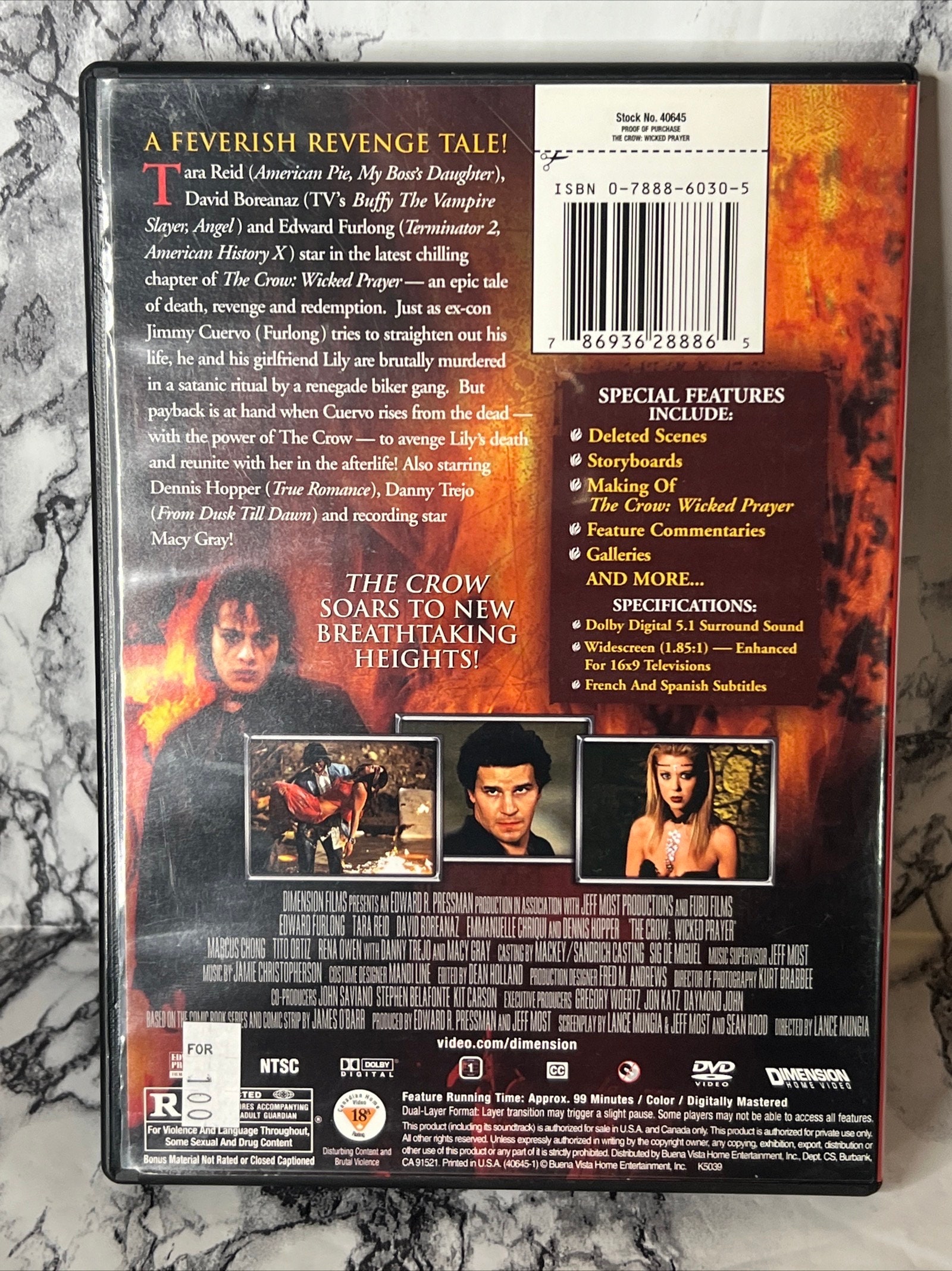 The Crow Wicked Prayer Edward Furlong DVD - Etsy