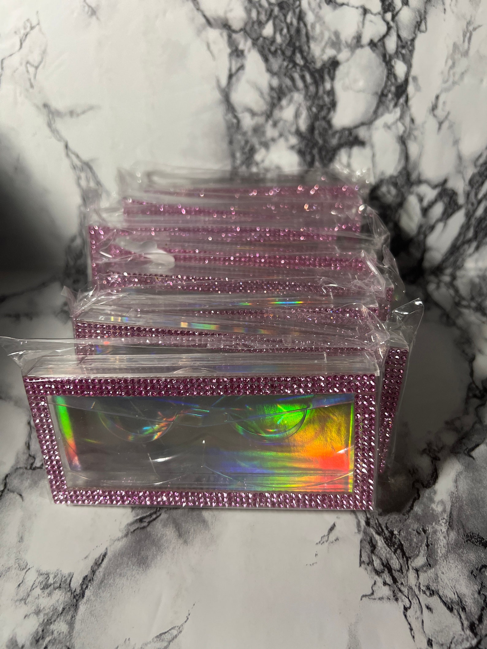 10 Pink Rhinestone Eyelash Cases: Bling Lash Business Display - Etsy