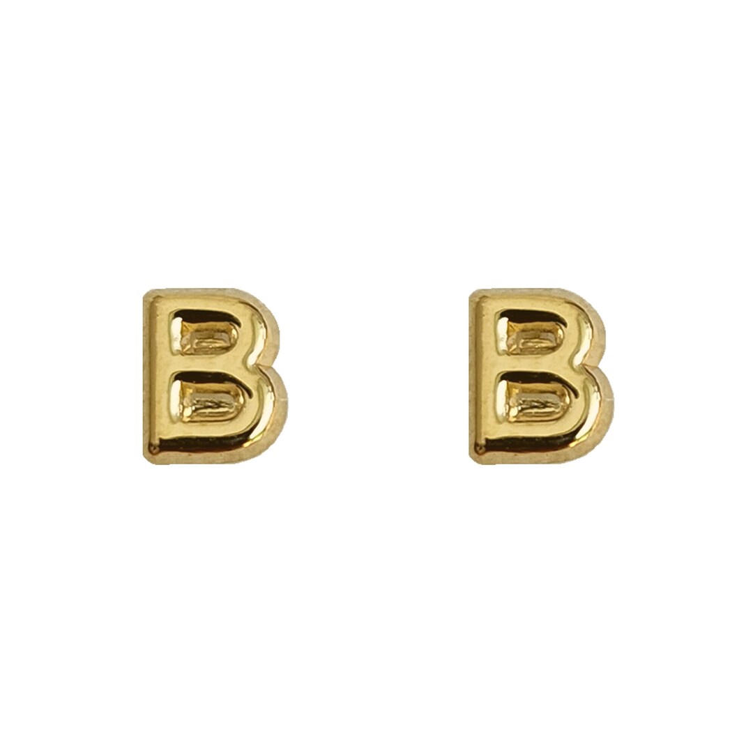 Tiny Initial "b", 10K Solid Gold Screw Back Studs. Minimal and Dainty ...
