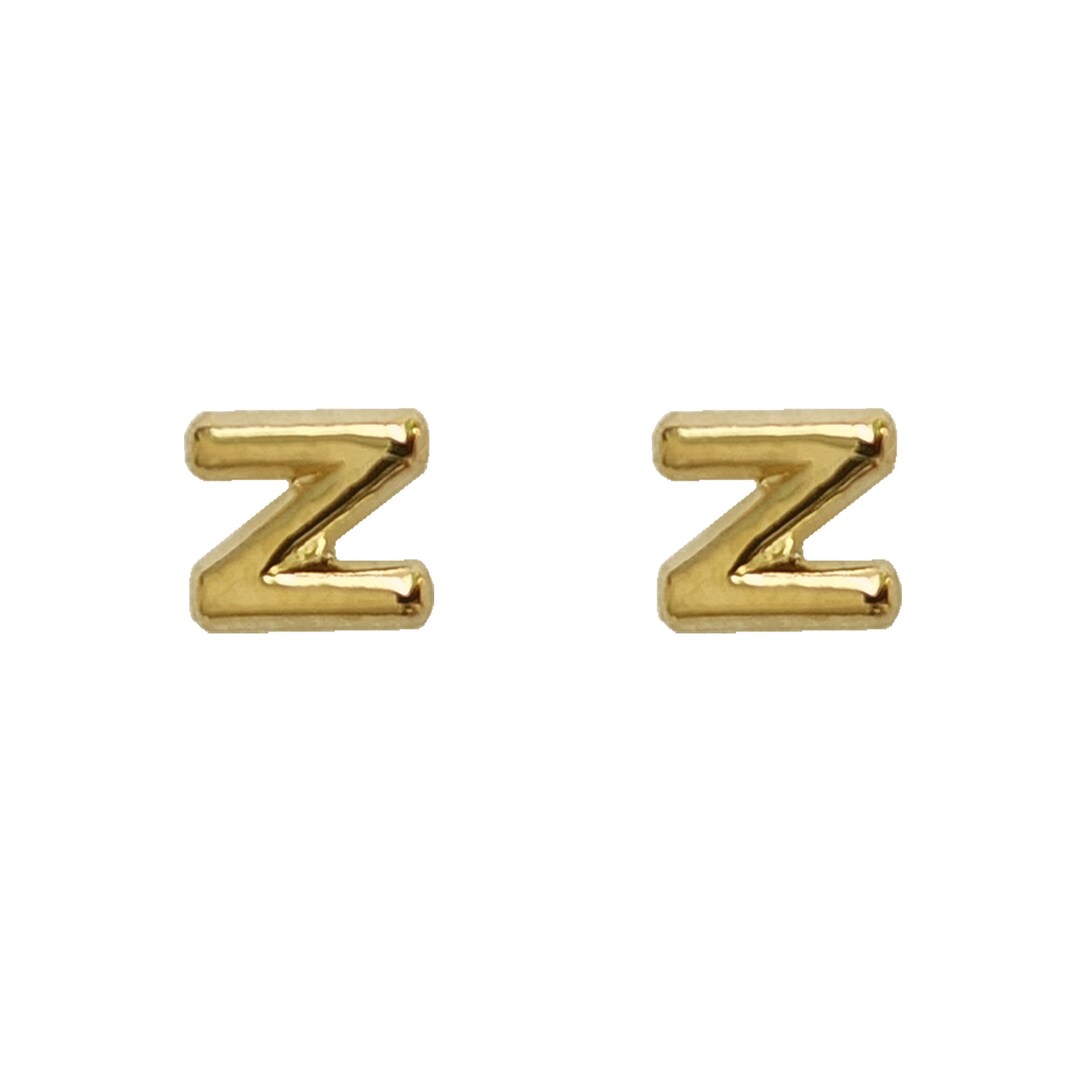 Tiny Initial "z", 10K Solid Gold Screw Back Studs. Minimal and Dainty ...
